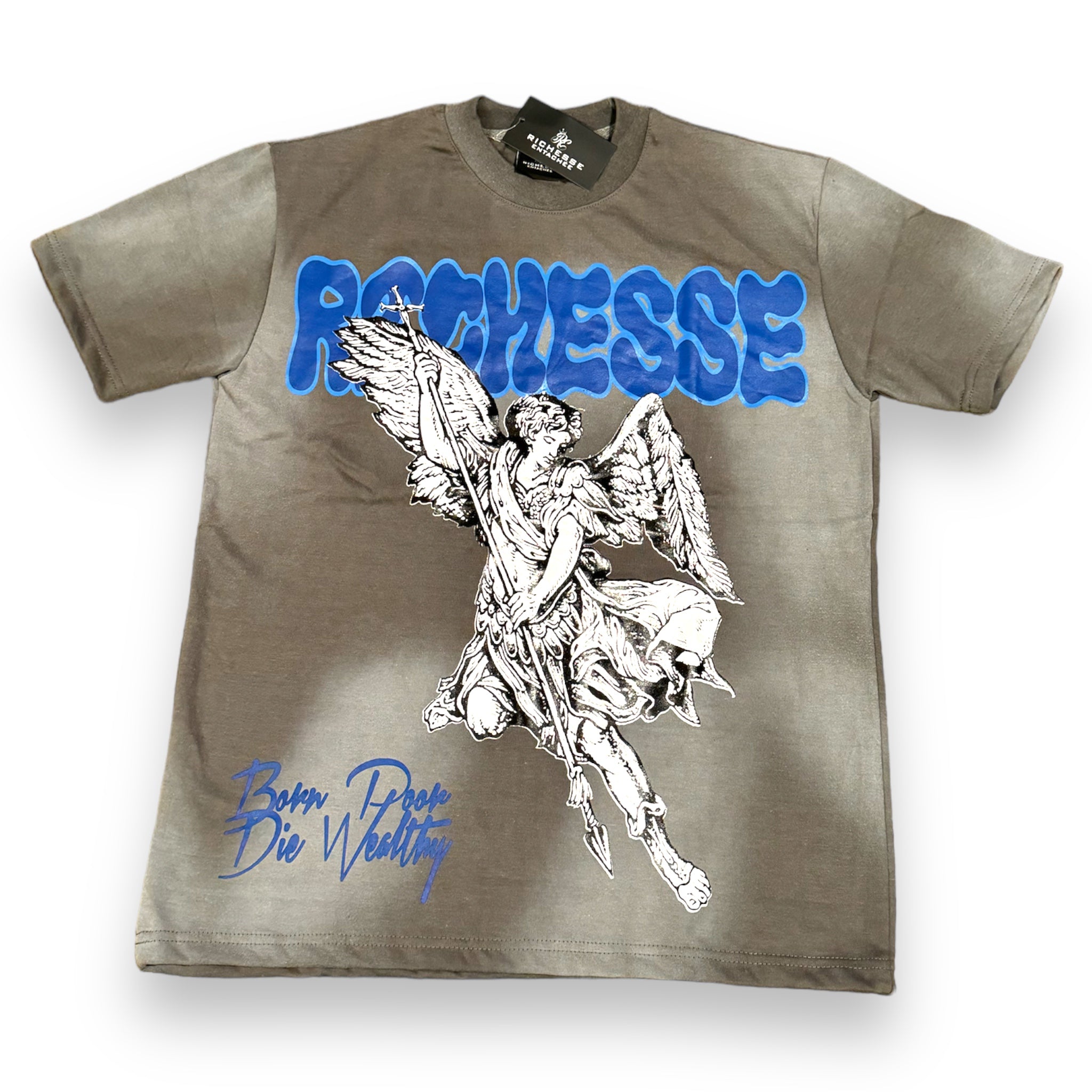 Grey/Royal Blue Angel Tee – RichesseEntachèe